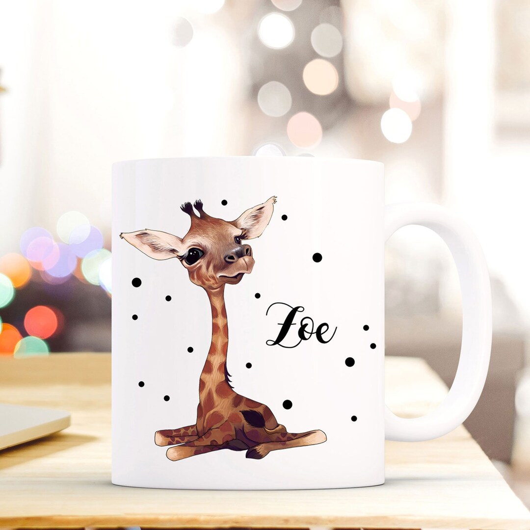 Cup Mug Camping Mug Baby Giraffe & Desired Name Coffee Mug Ts783 - Etsy