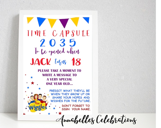 THE WIGGLES - First Birthday Keepsake Time Capsule & Cards for Guests