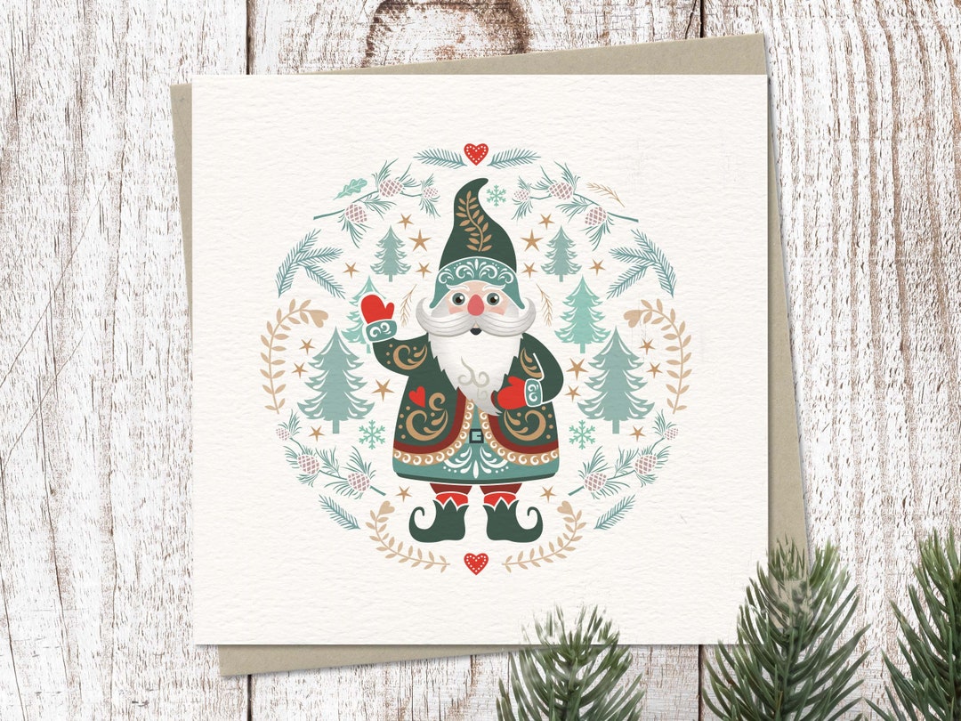 Nordic Santa Christmas Card - a Scandi Folk Art Father Christmas ...