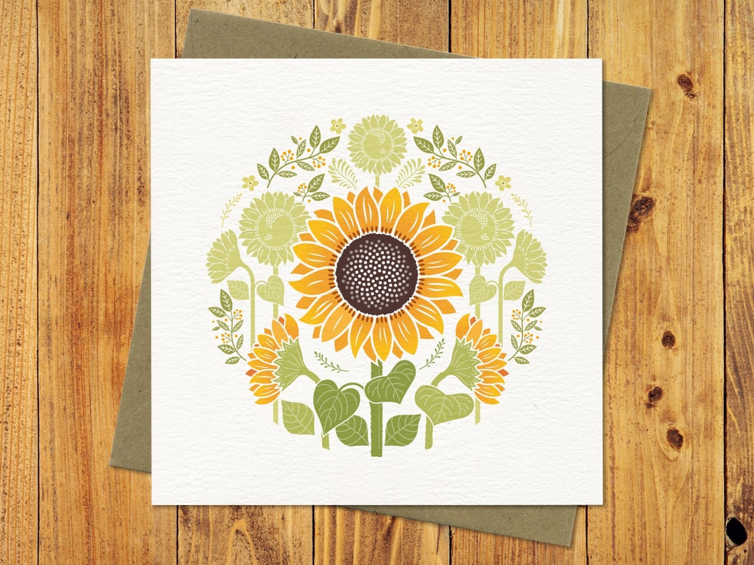 Sunflower Greetings Card | Sunny, Bright, Cheerful Yellow Sunflower ...