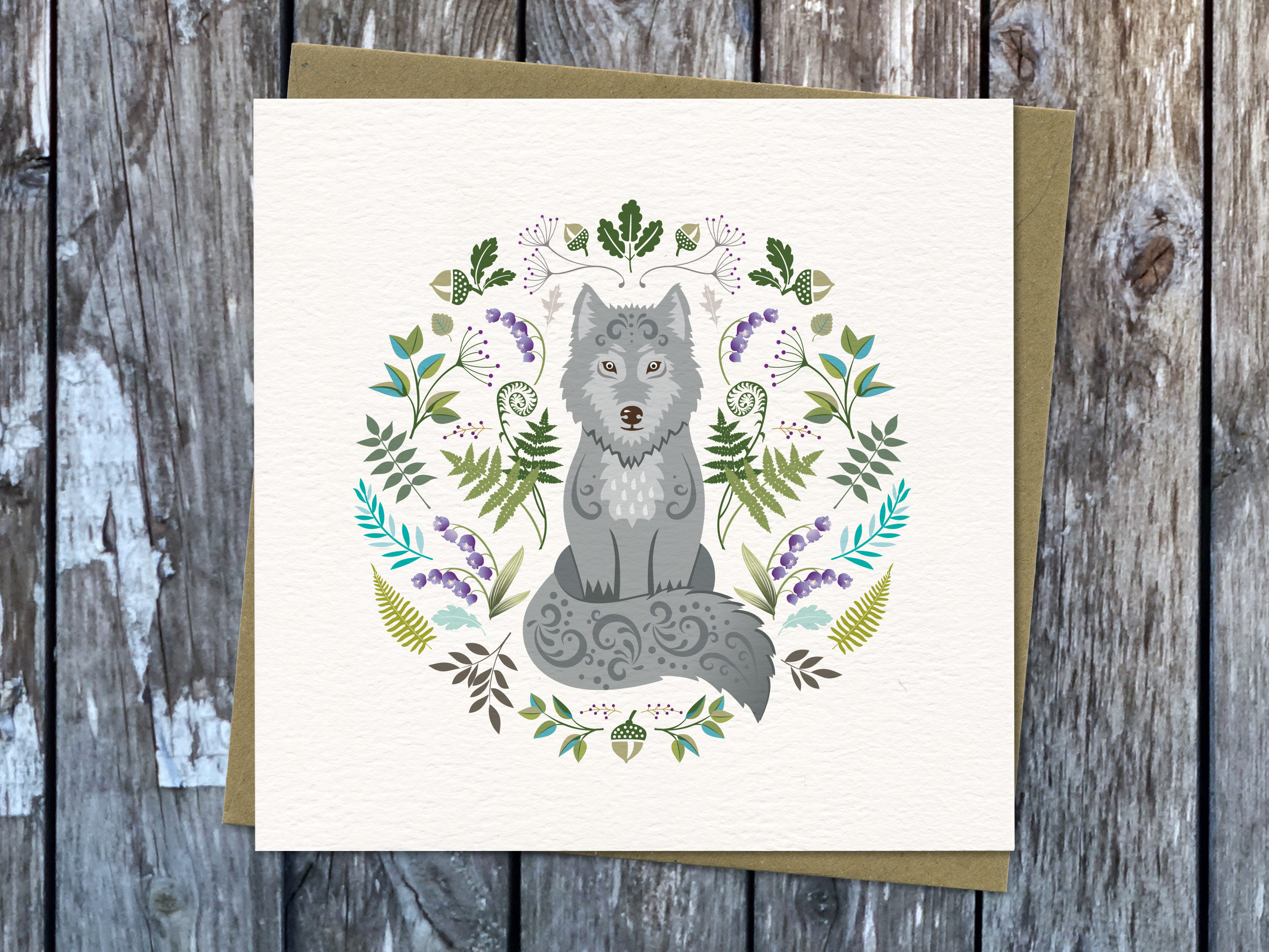Wolf Card Forest Wolf Greeting Card Wildlife Art Card - Etsy