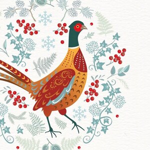 Pheasant Christmas Card | Winter Birds Blank Card | Scandinavian Folk ...