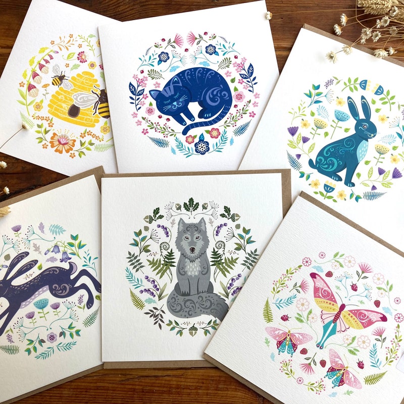 Folk Art Card - Etsy