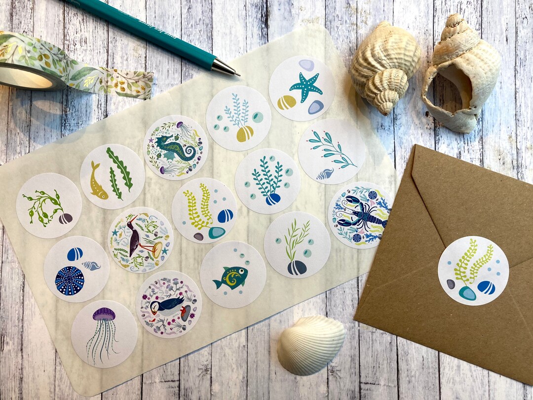 15 Decorative Seaside Stickers | Coastal Elements Sticker Sheet ...