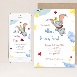 Dumbo Birthday Party Invitation, Dumbo Birthday Editable Invite ...