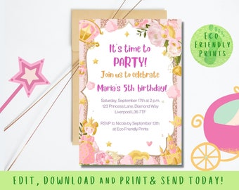 Princess Belle Invitation Editable - Etsy