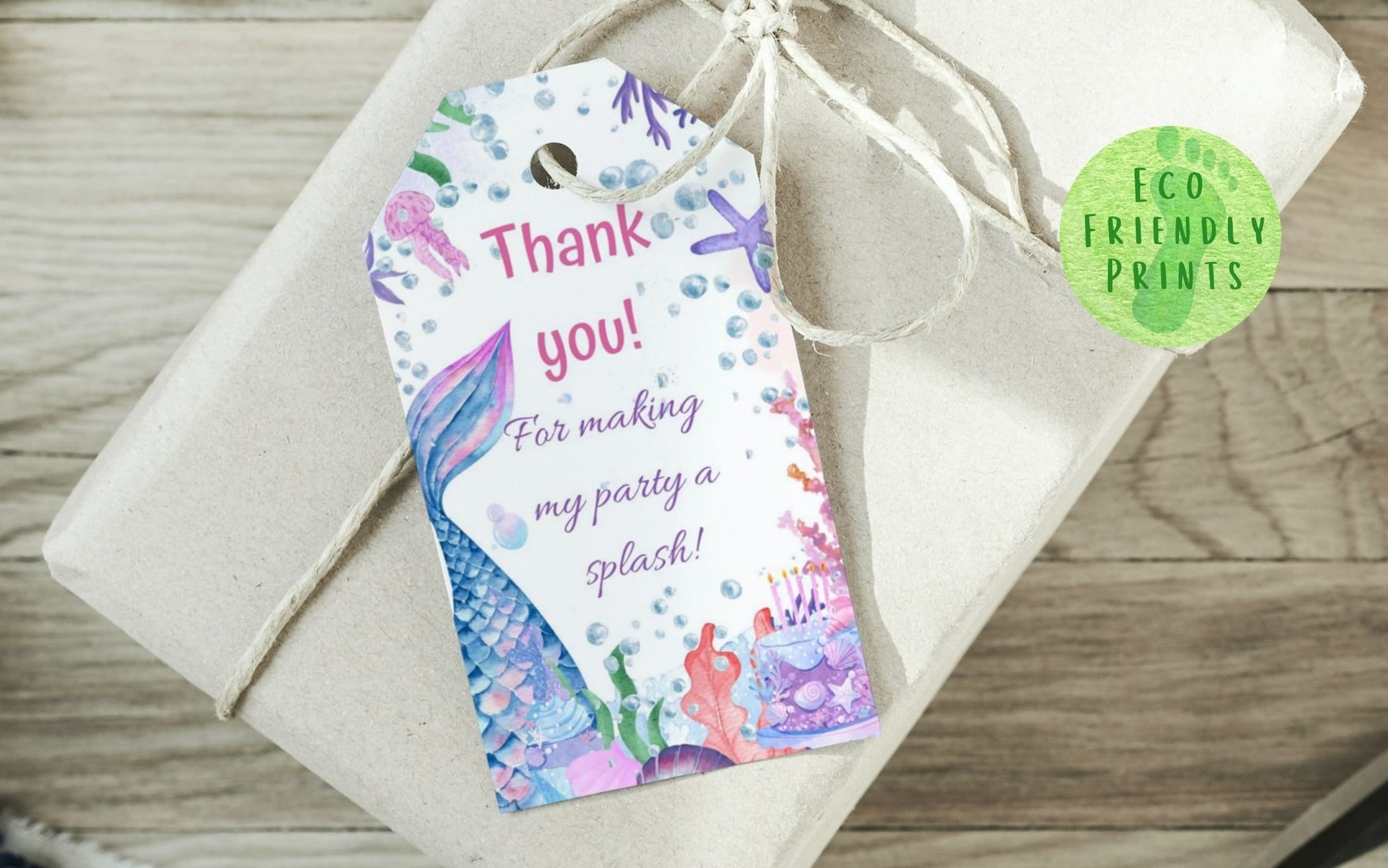 Editable Mermaid Birthday Favor Tags, Mermaid Thank You Tags, Under the ...
