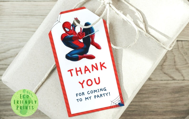 Spiderman Birthday Favor Tag Boy Superhero Party Decoration Thank You ...