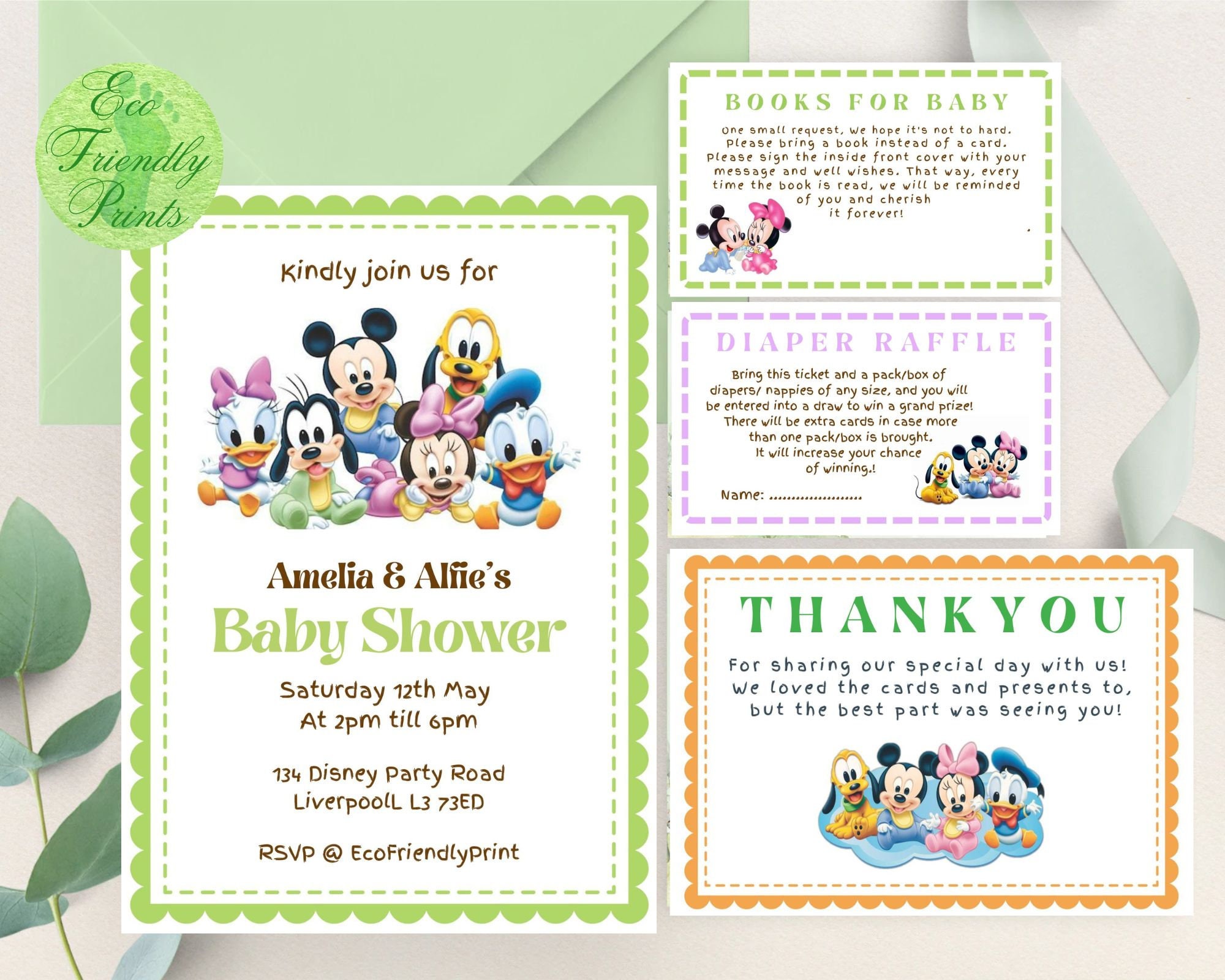 Editable Mickey Mouse Invitation, Gender Neutral Mickey Mouse Baby ...