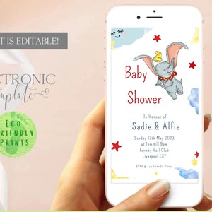 Dumbo Birthday Party Invitation Dumbo Birthday Editable - Etsy