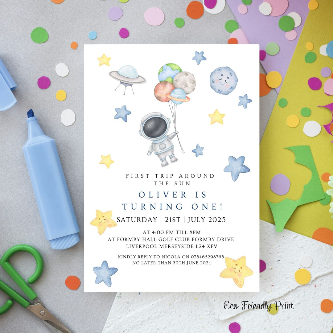 Outer Space Boy Birthday Invitation, Boy Spacetacular Birthday Invite ...