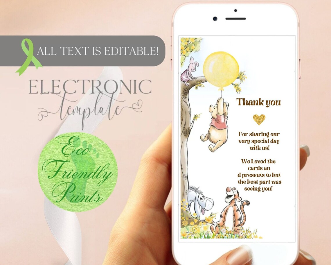 Editable Winnie the Pooh Welcome Sign Pooh Birthday Gender - Etsy