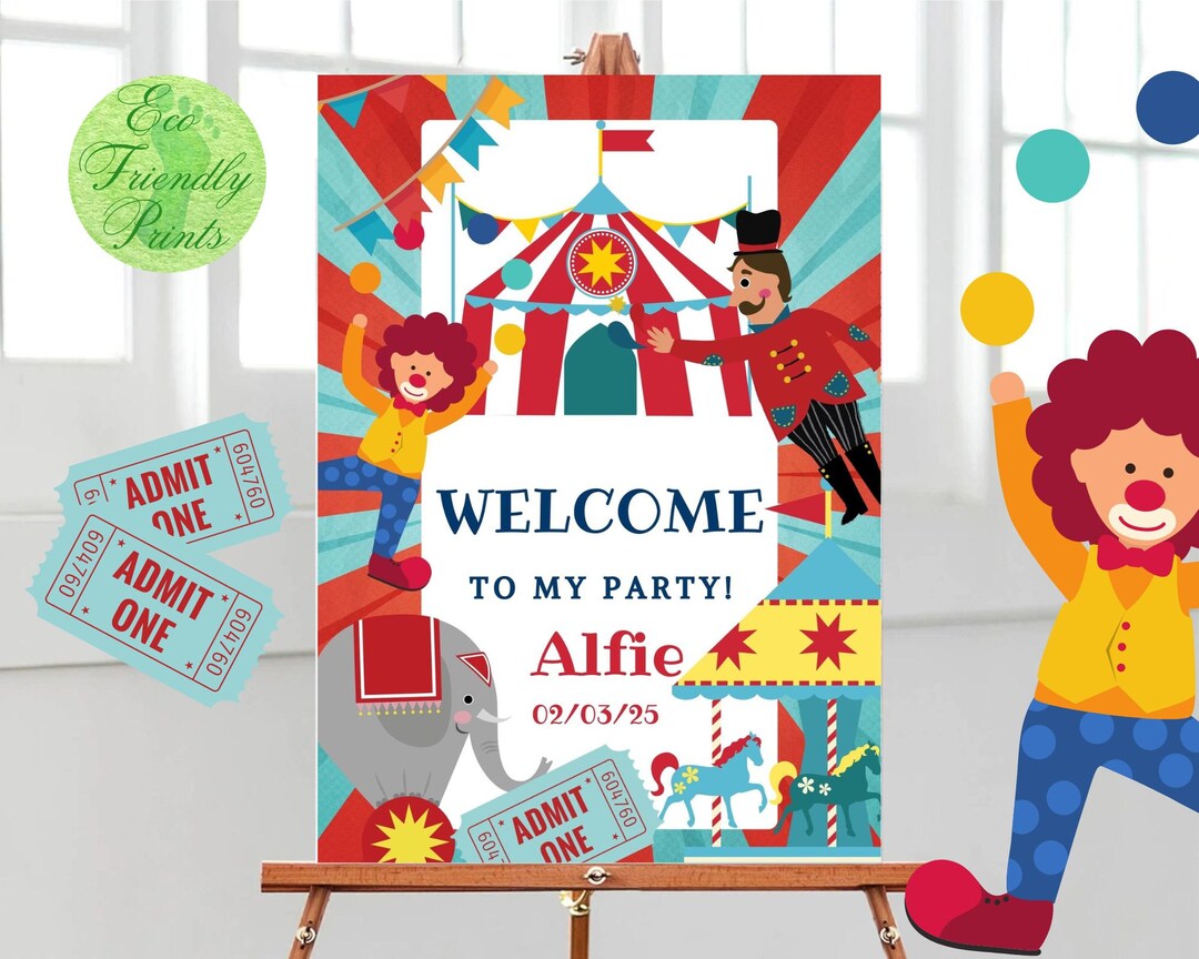 Editable Circus Baby Shower Welcome Sign Gender Neutral Circus Party ...