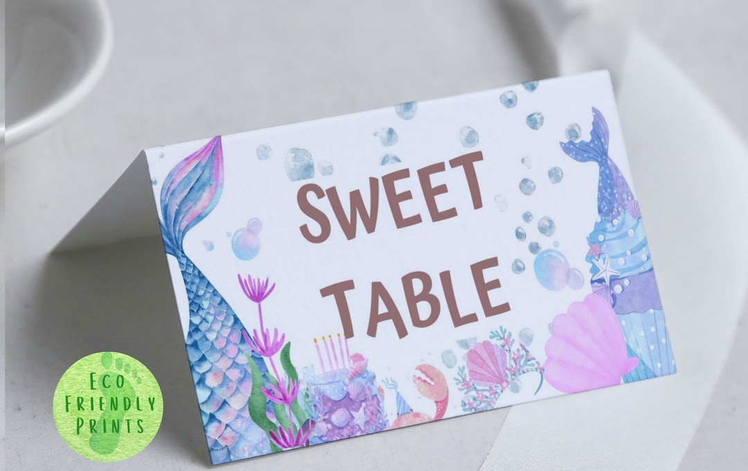Mermaid Food Tent Cards: Under the Sea Birthday Party (canva Editable ...