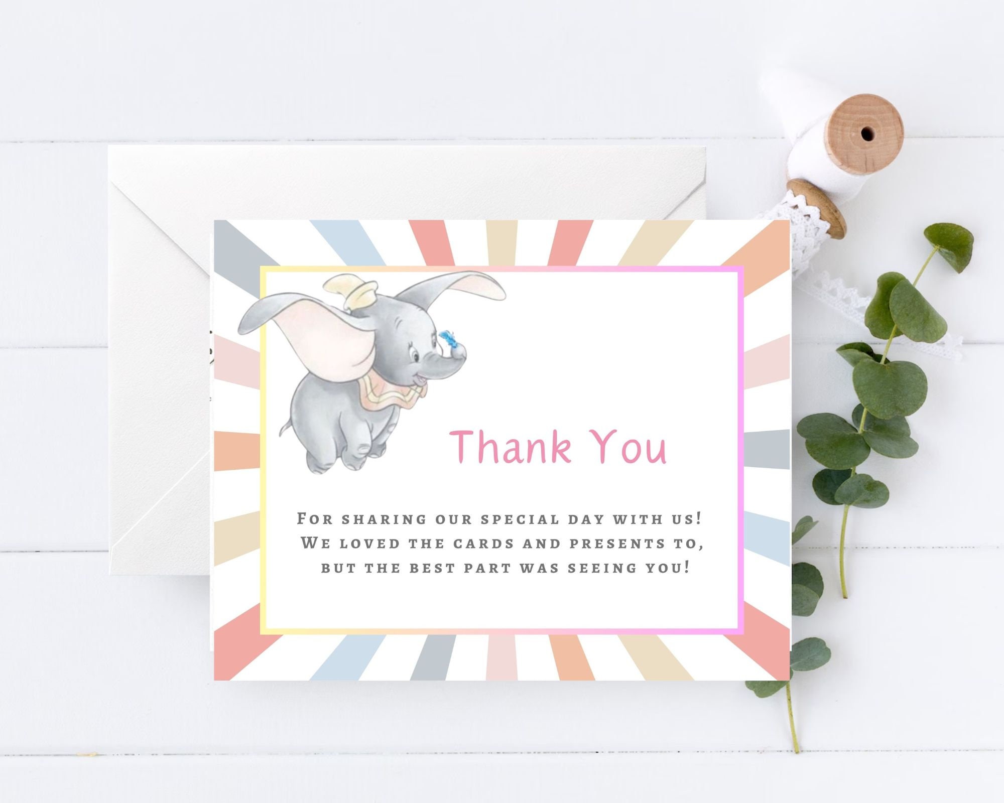 Editable Dumbo Birthday Party Invitation Girl Pink Dumbo Invite ...