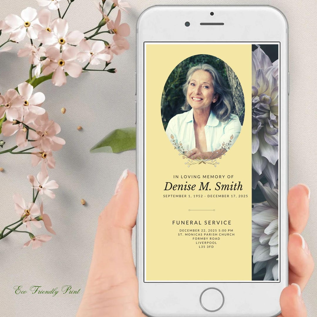 Celebration of Life Electronic Invitation With Photo, Minimal Funeral ...