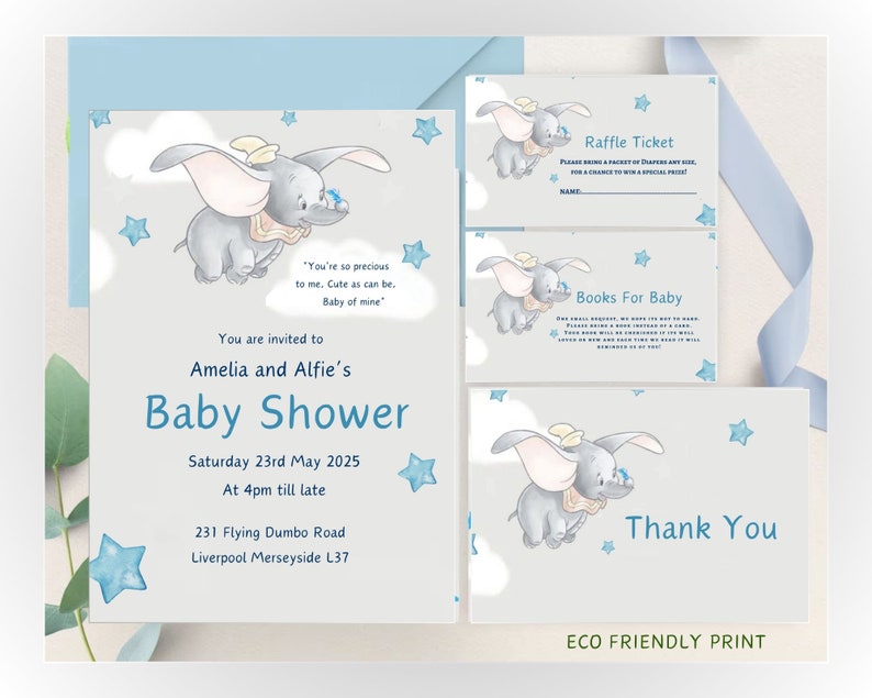Dumbo Diaper Raffle Baby Shower Editable Sign Template, Dumbo Baby ...