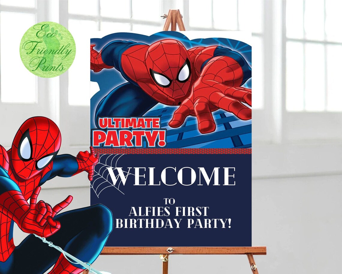 Editable Spiderman Birthday Welcome Sign Boy Spiderman Party - Etsy
