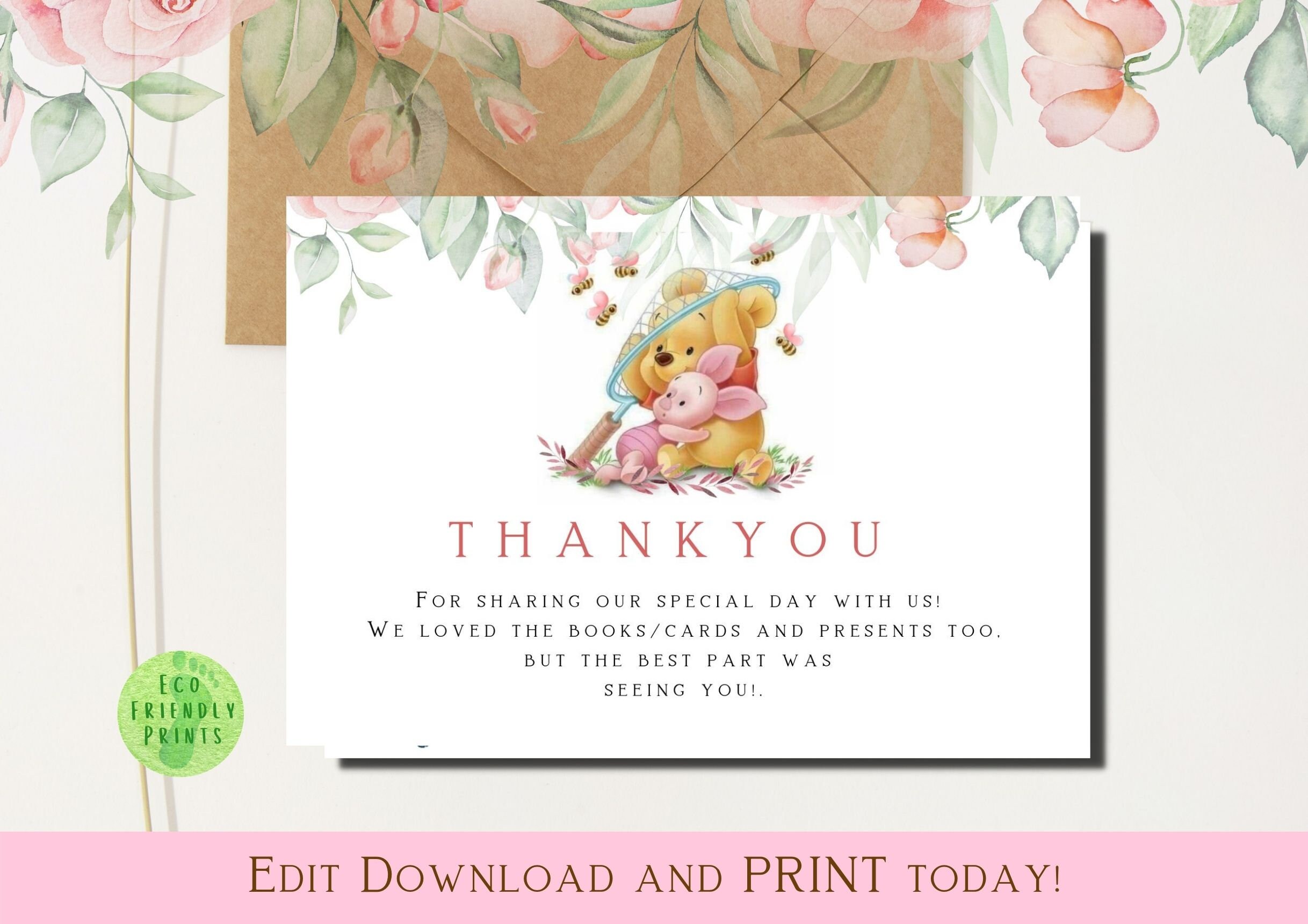Pink Pooh Bear Custom Sign Template Baby Girl Baby Shower - Etsy