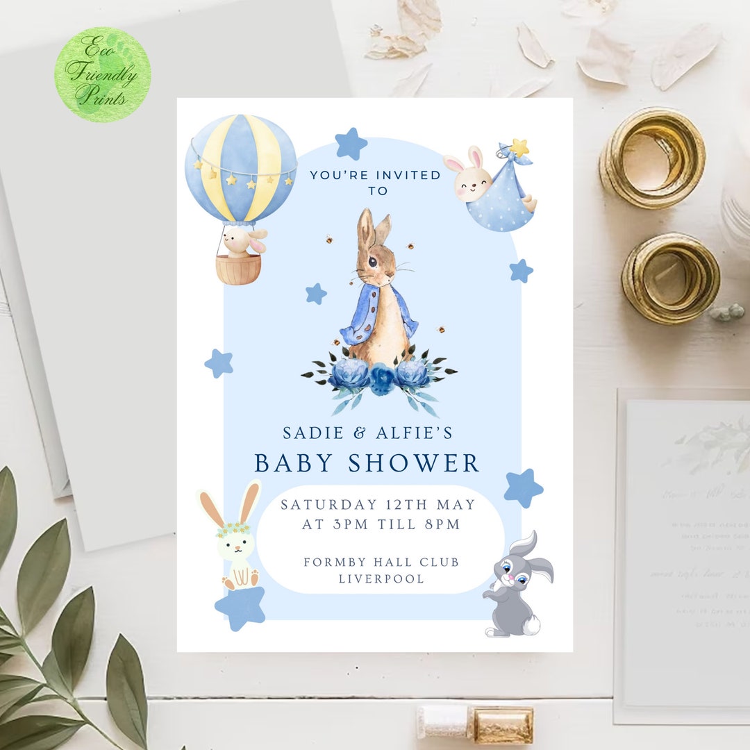 Peter Rabbit Baby Shower Invitation, Peter Rabbit Invitation, Baby ...