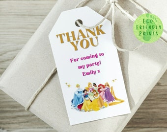 Princess Thank You Tags Princess Birthday Party Favor Tags Princesses ...