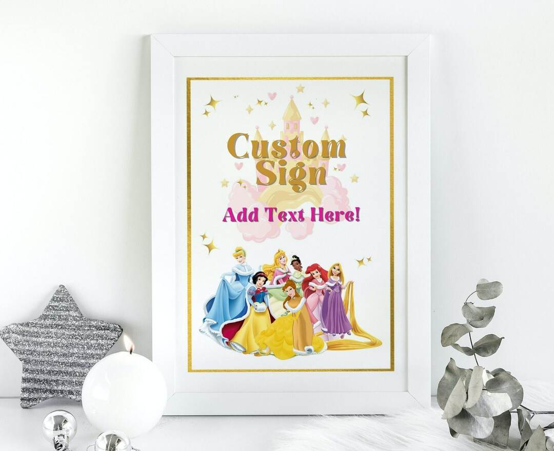 Disney Princess Custom Sign Template, Girl Birthday Editable Sign ...