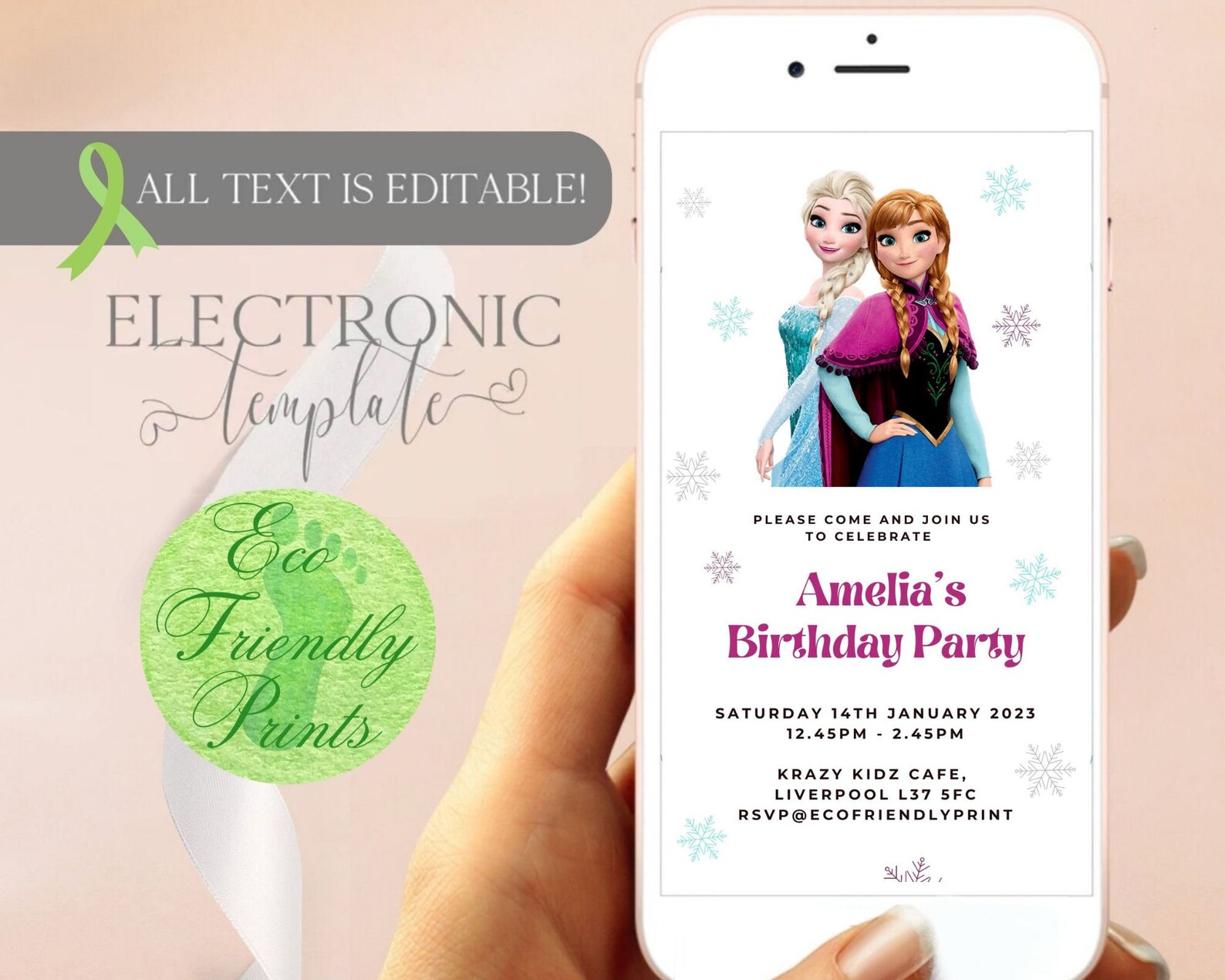 Frozen Electronic Birthday Invitation Frozen Phone Party - Etsy