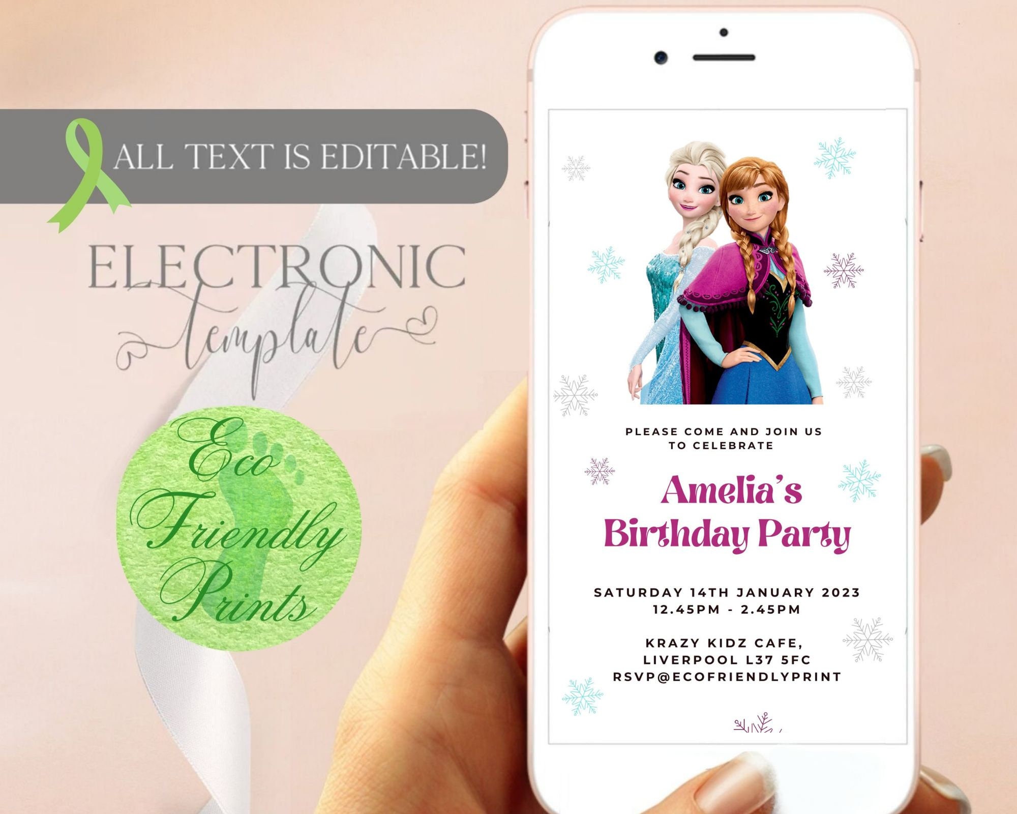 Frozen Electronic Birthday Invitation Frozen Phone Party - Etsy