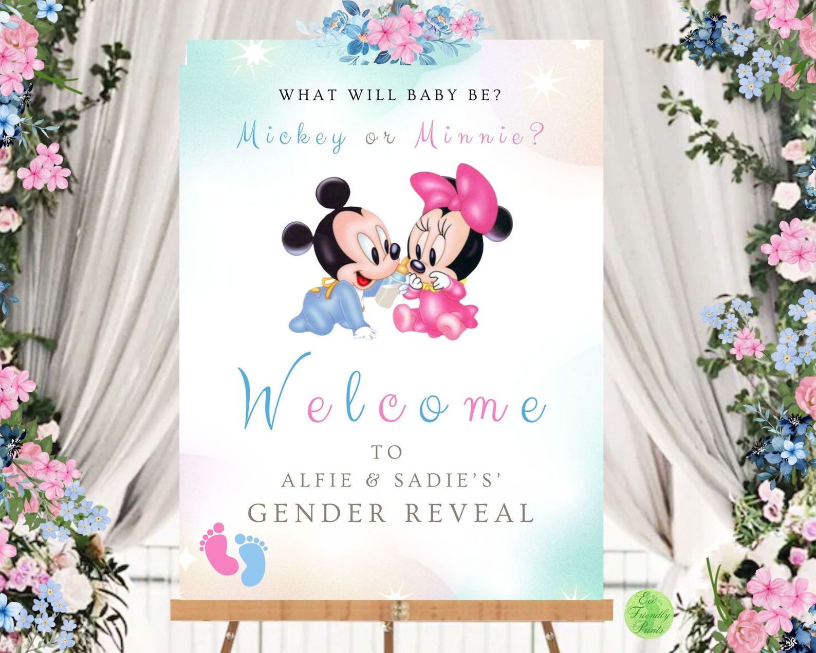 Editable Mickey Mouse Gender Reveal Invitation Gender Neutral Mickey or ...