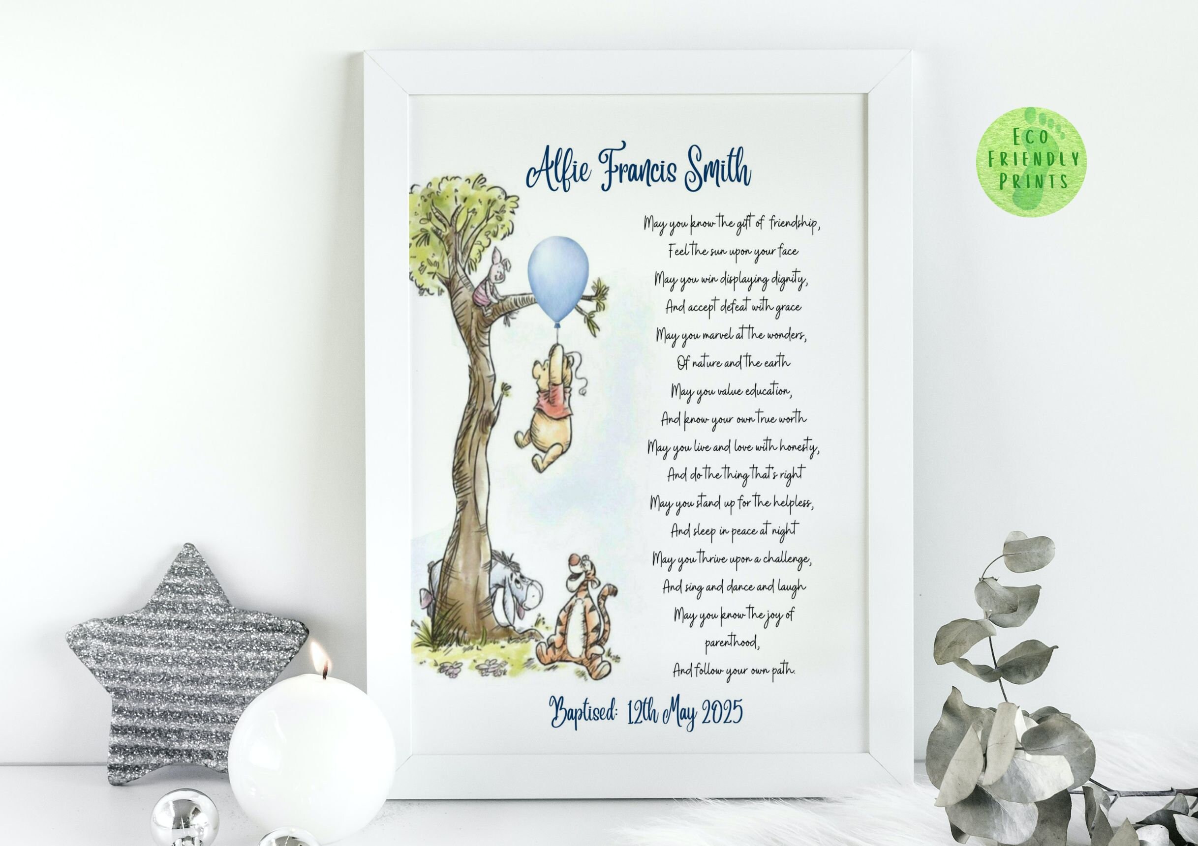 Pooh Bear Christening Poem Keepsake Personalised Christening - Etsy