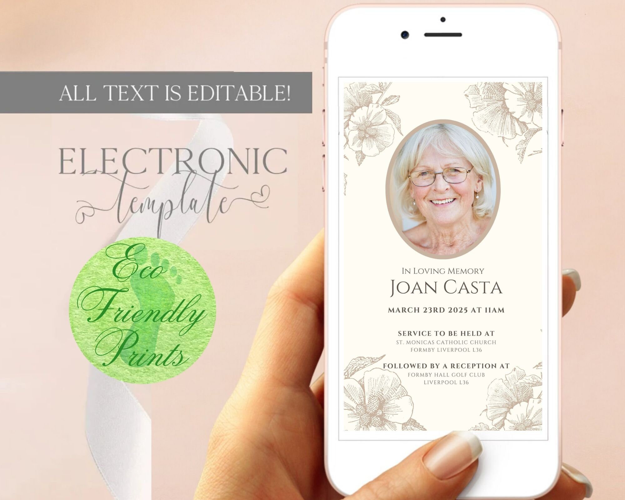 Funeral Evite, Digital Funeral Invitation, Electronic Funeral ...