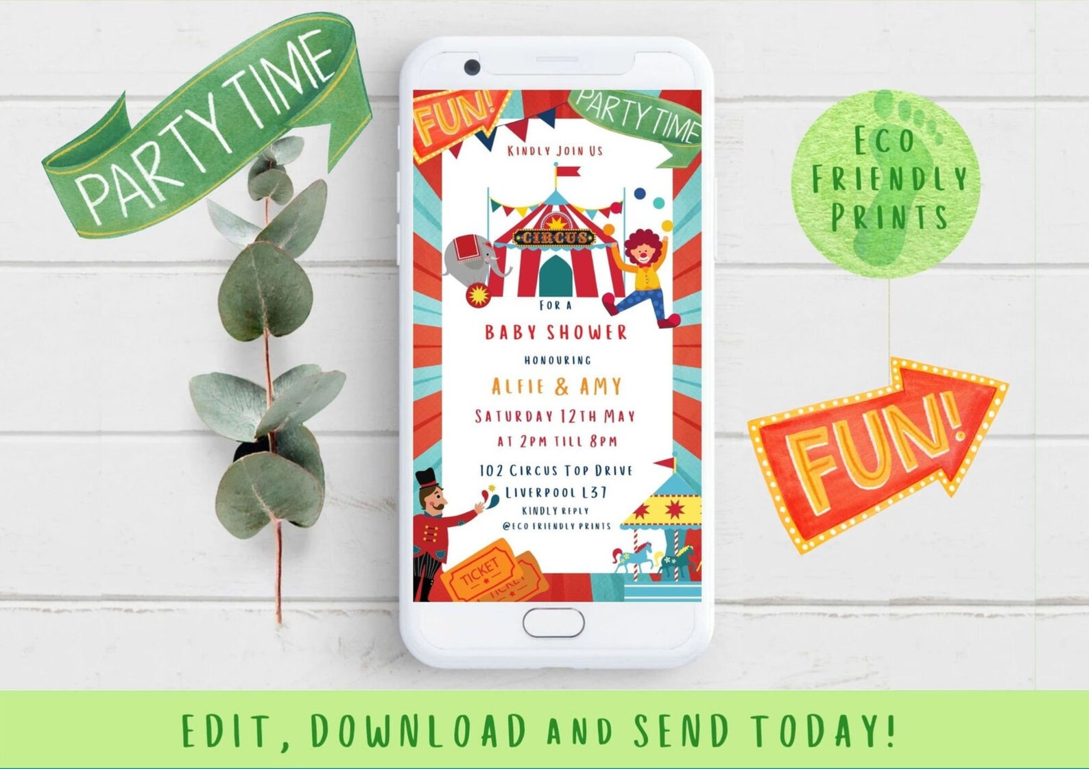 Editable Circus Invitation Gender Neutral Circus Carnival - Etsy