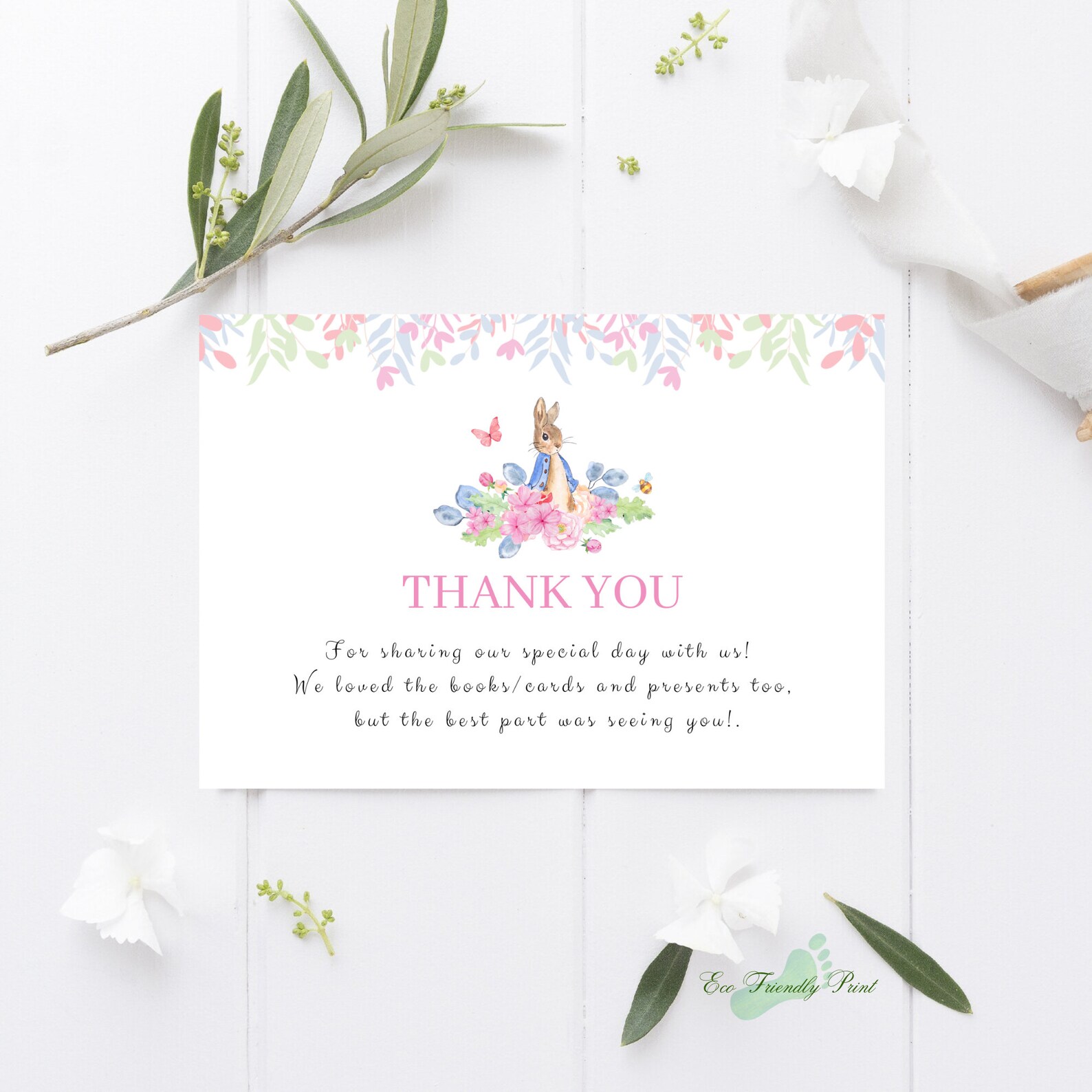 Peter Rabbit Thank You Card Template, Peter Rabbit Printable, Peter ...