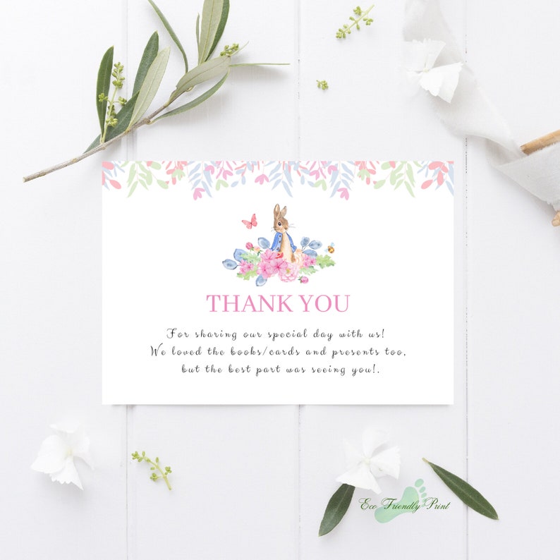 Peter Rabbit Thank You Card Template, Peter Rabbit Printable, Peter ...