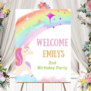 Unicorn Birthday Welcome Sign Printable, Magical Unicorn Sign Template ...