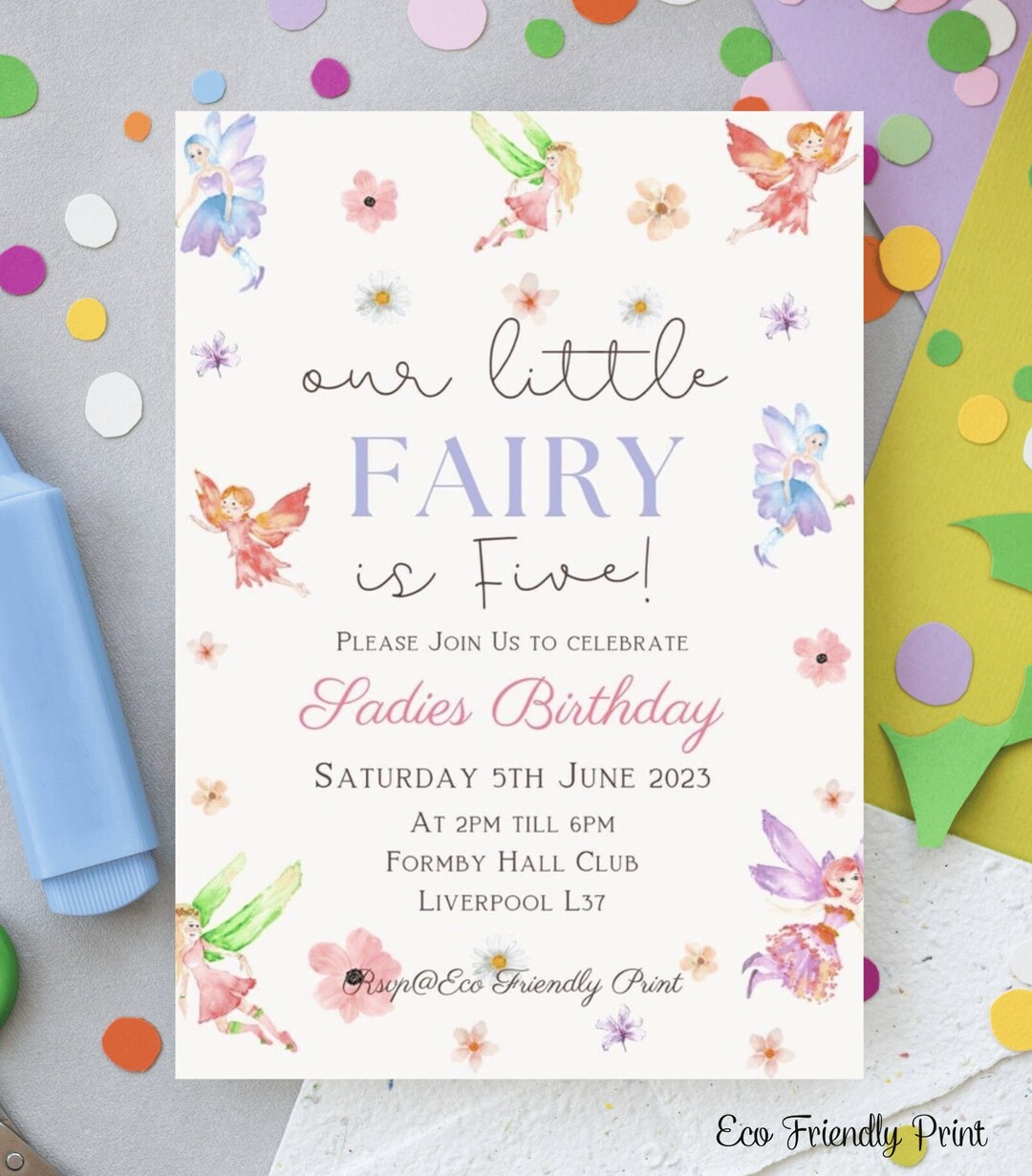 Editable Fairy Birthday Party Invitation Girl Magical Pixie Fairy Party ...