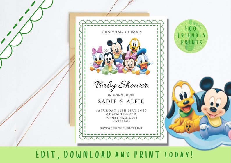 Editable Mickey Mouse Invitation Gender Neutral Mickey Mouse - Etsy