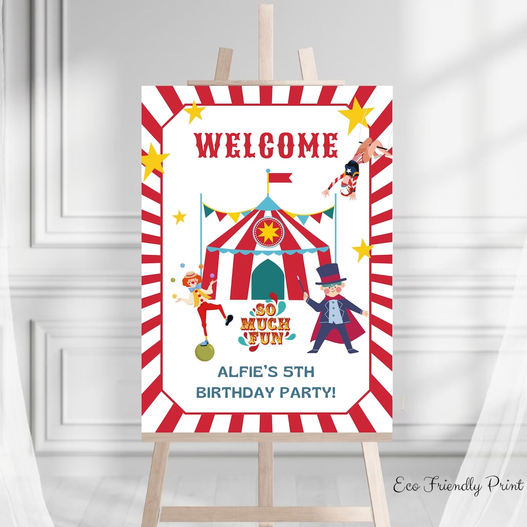 Editable Circus Birthday Welcome Sign Gender Neutral Circus Party ...