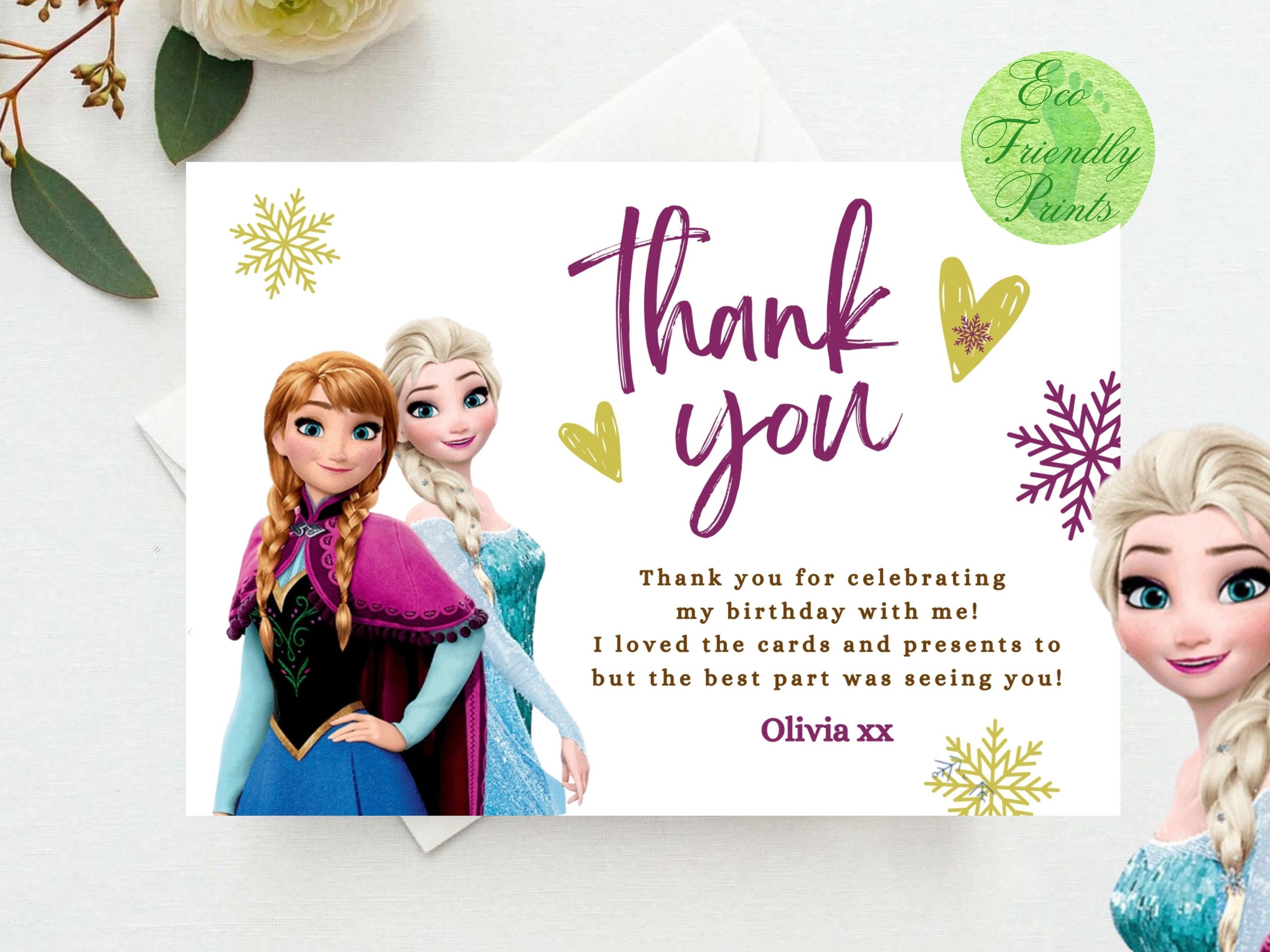 Frozen Thank You Card Template, Frozen Printable, Frozen Editable Thank ...