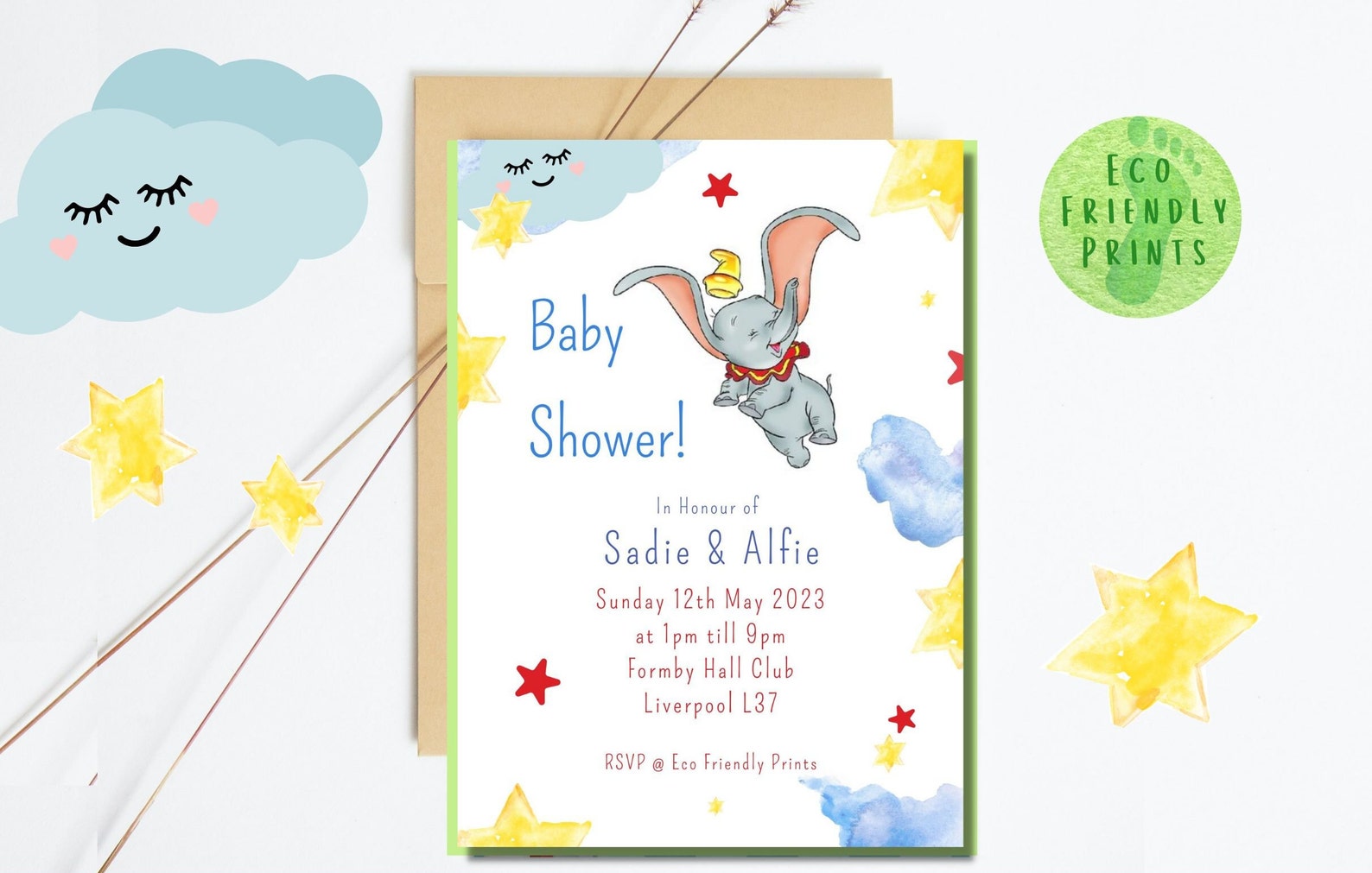 Dumbo Baby Shower Sign Template: Editable Printable (8x10") #FD - Etsy