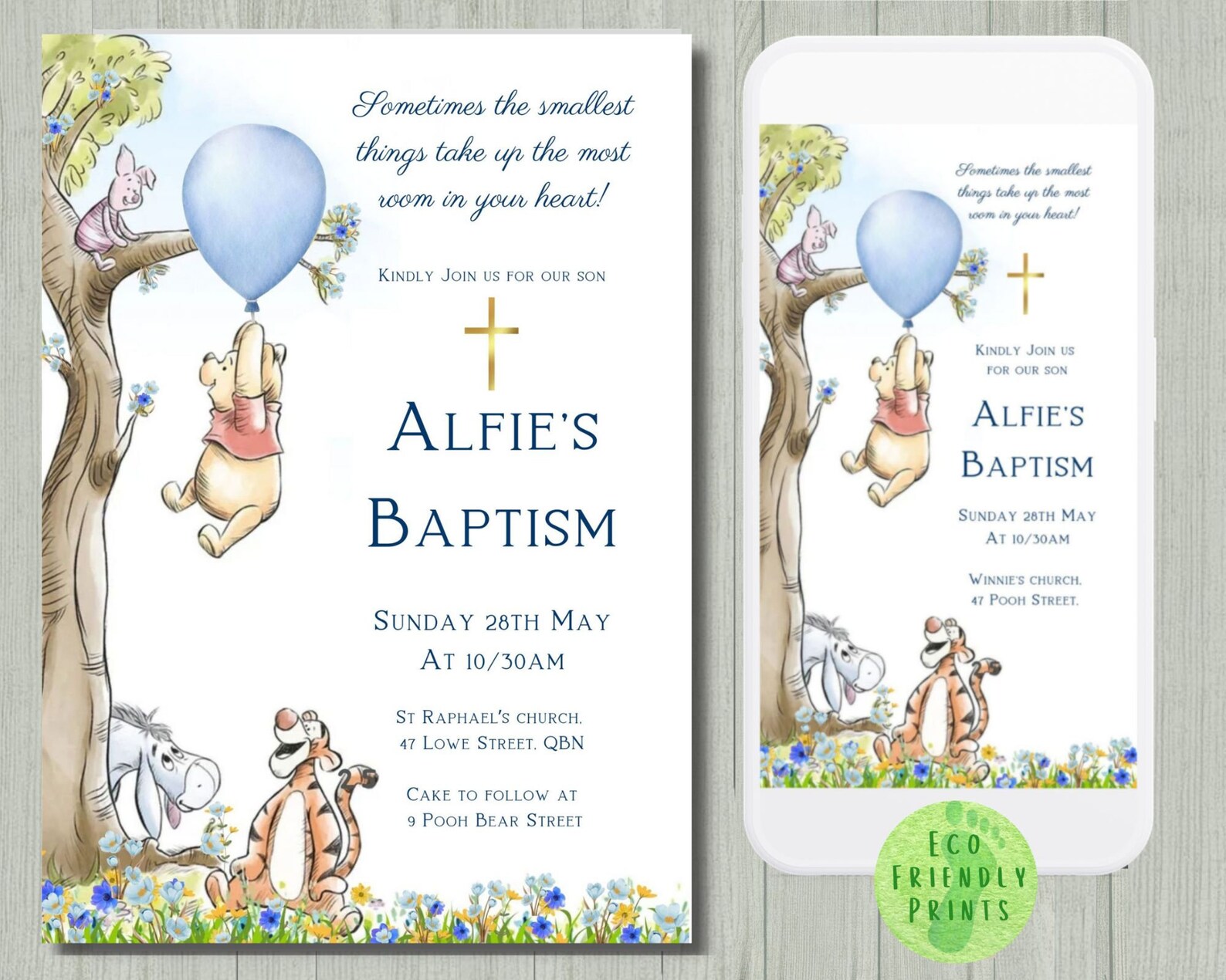 Pooh Bear Christening Poem Keepsake Personalised Christening - Etsy