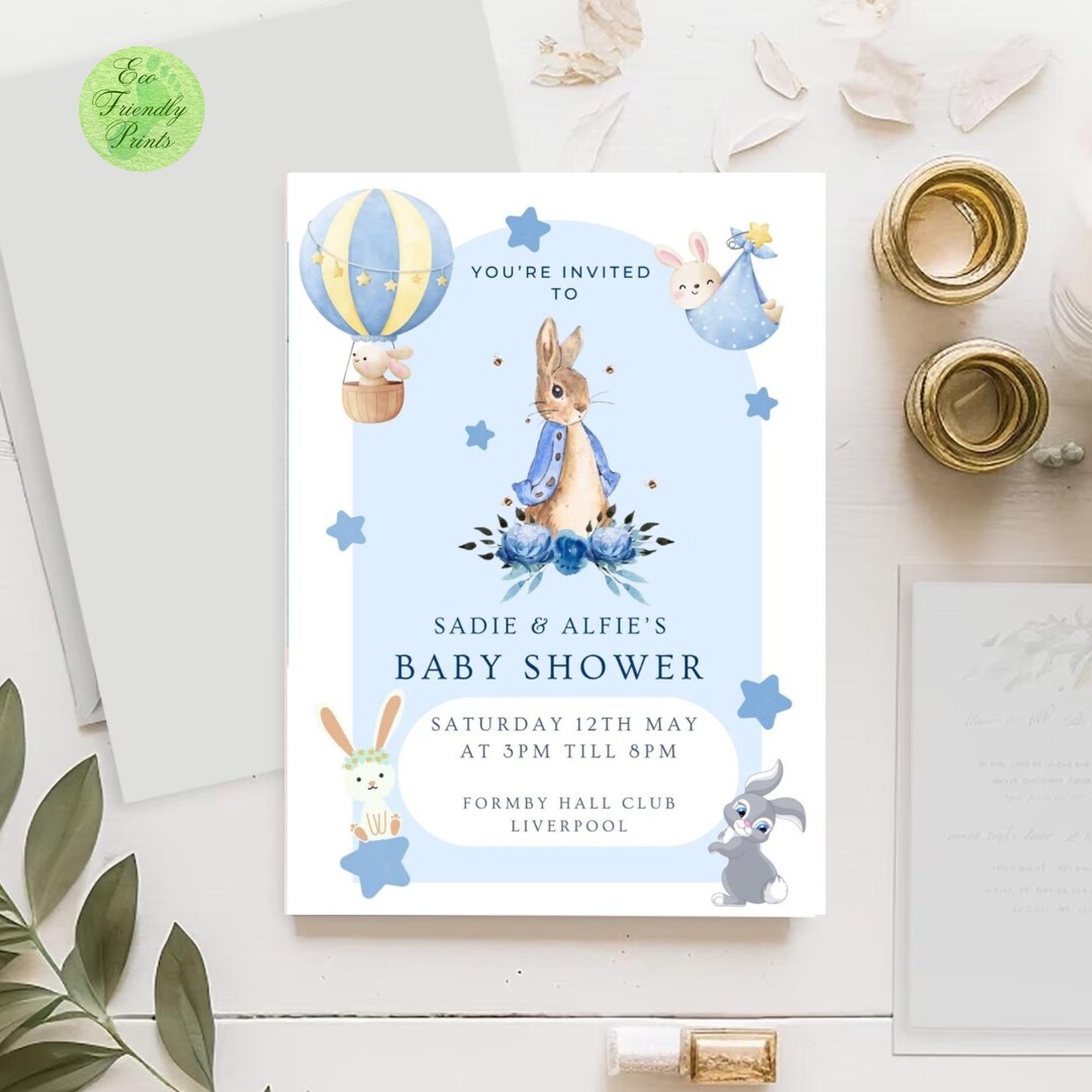 Editable Peter Rabbit Invitation, Gender Neutral Peter Rabbit Baby ...