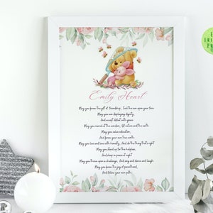 Pink Pooh Bear Custom Sign Template, Baby Girl Baby Shower Editable ...