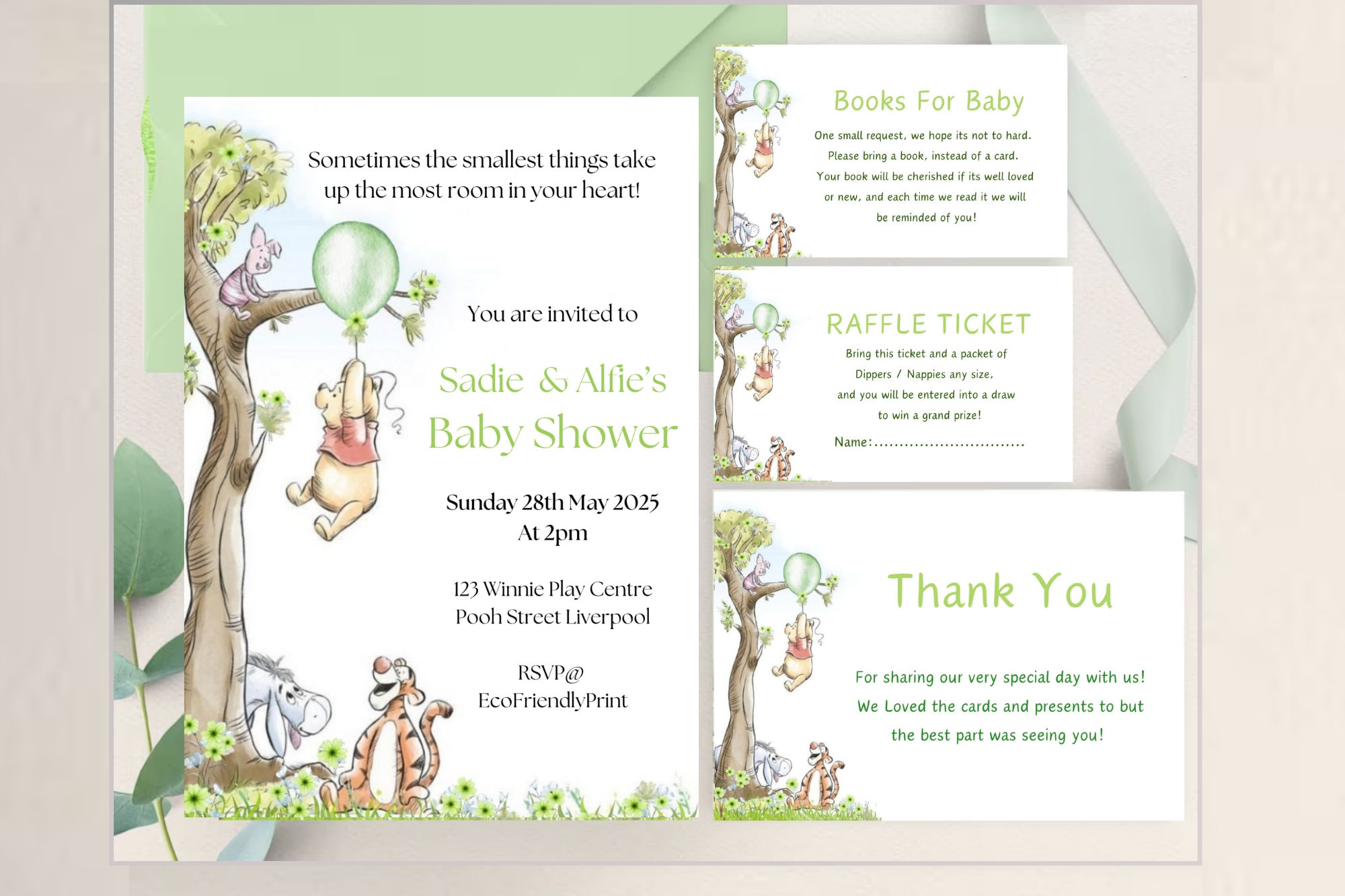 Editable Winnie the Pooh Welcome Sign Pooh Baby Shower Gender Neutral ...