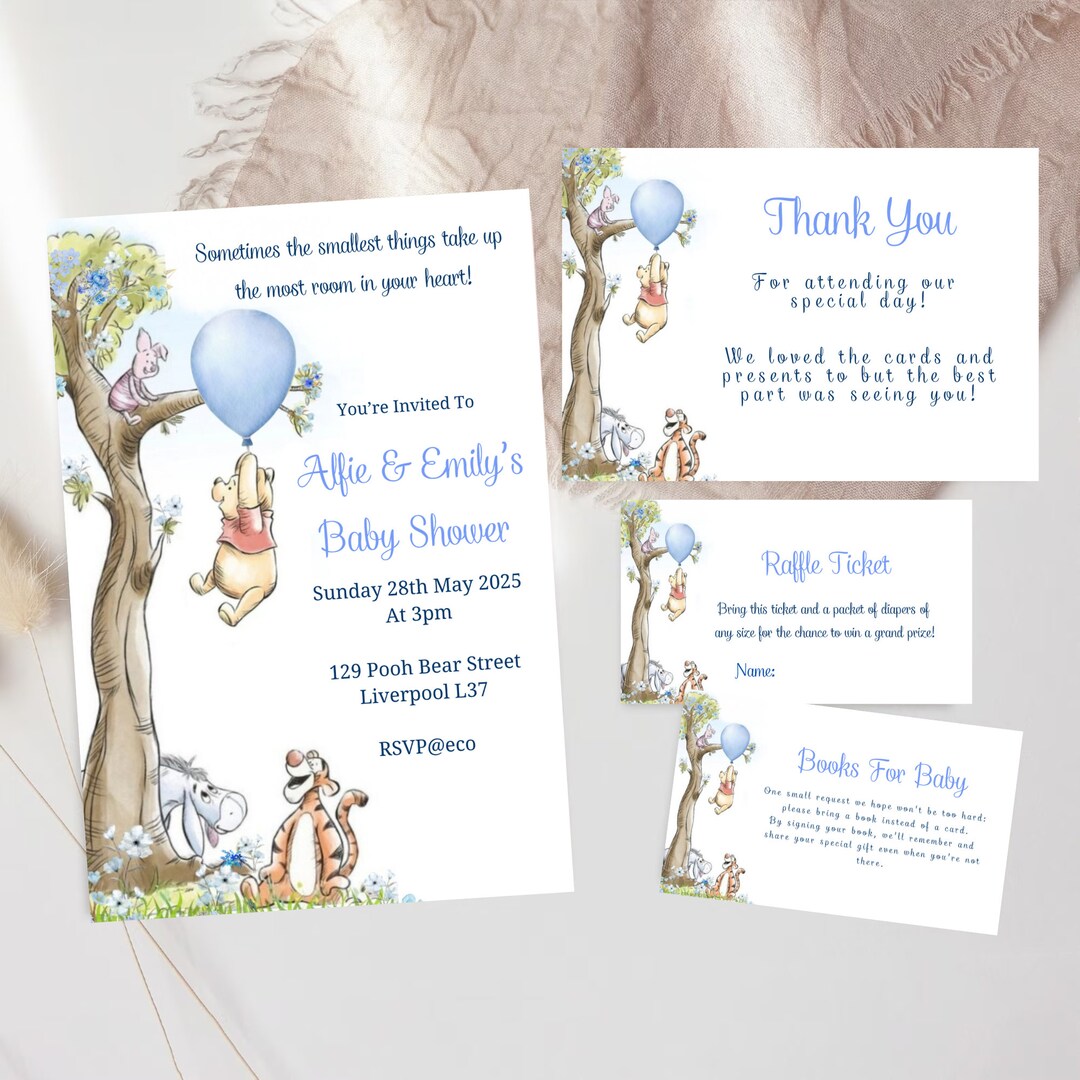 Winnie the Pooh Baby Shower Invitation Bundle (digital) #PBB - Etsy