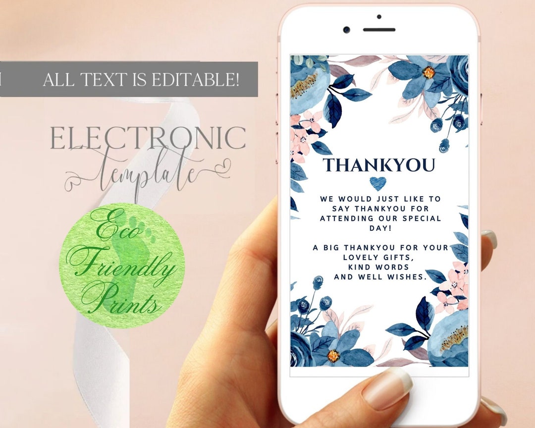 Electronic Birthday Thank You Card, Blue Flowers Thank You Note Ecard ...