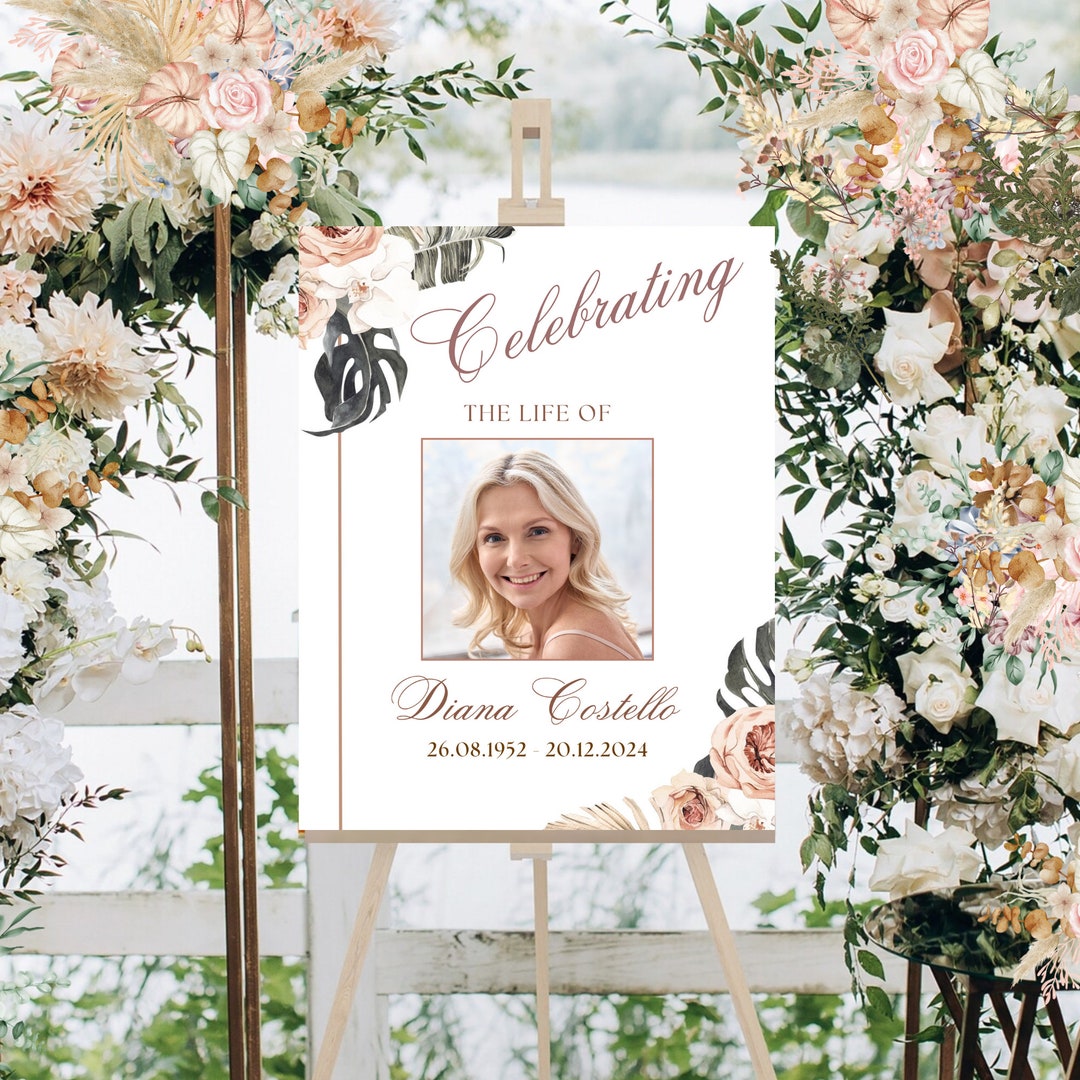 Boho Funeral Memorial Sign, Celebration of Life Sign, in Loving Memory ...