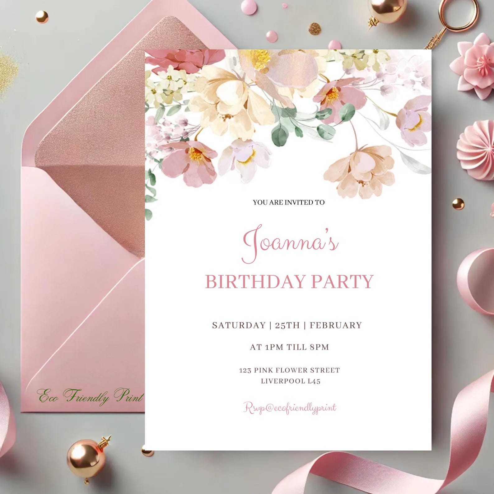 Wildflower Birthday Party Invitation, Wild Flower Birthday Invite, Any ...