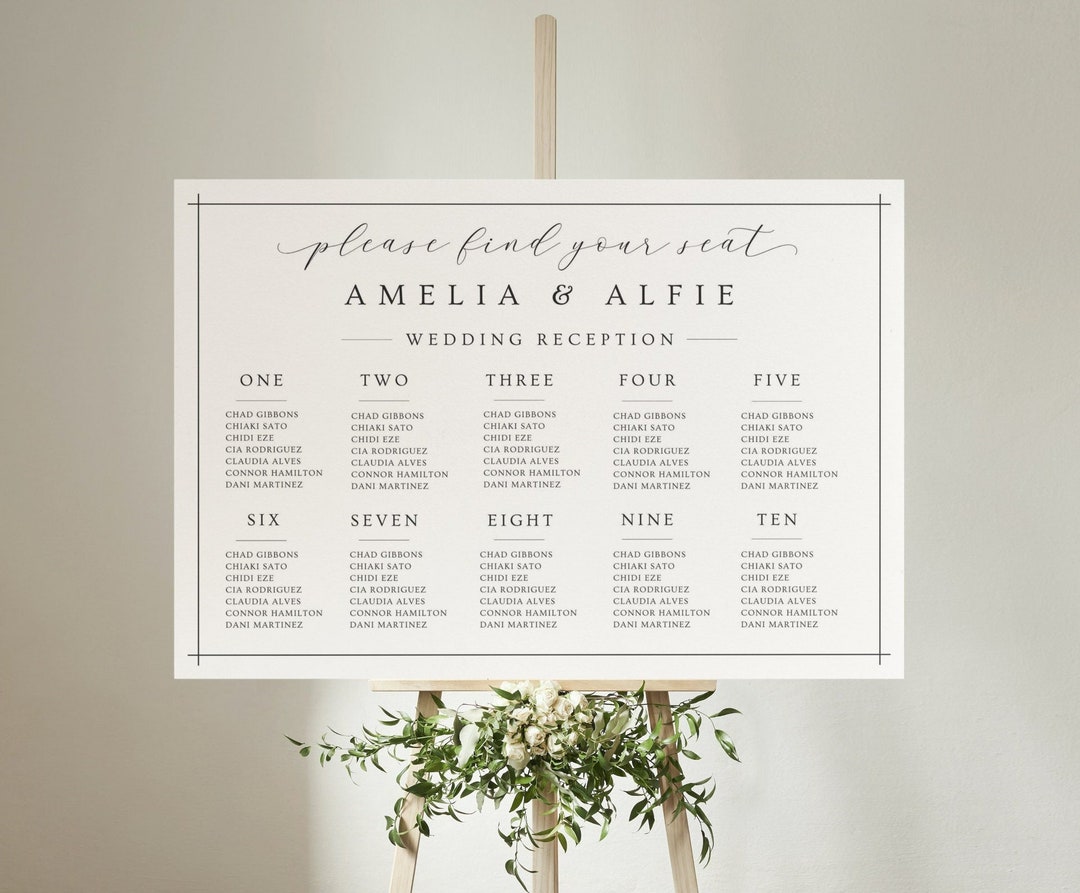 Seating Chart Poster, Modern Wedding Seating Poster, Find Your Seat ...