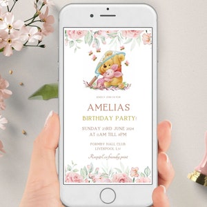 Pink Pooh Bear Custom Sign Template, Baby Girl Baby Shower Editable ...